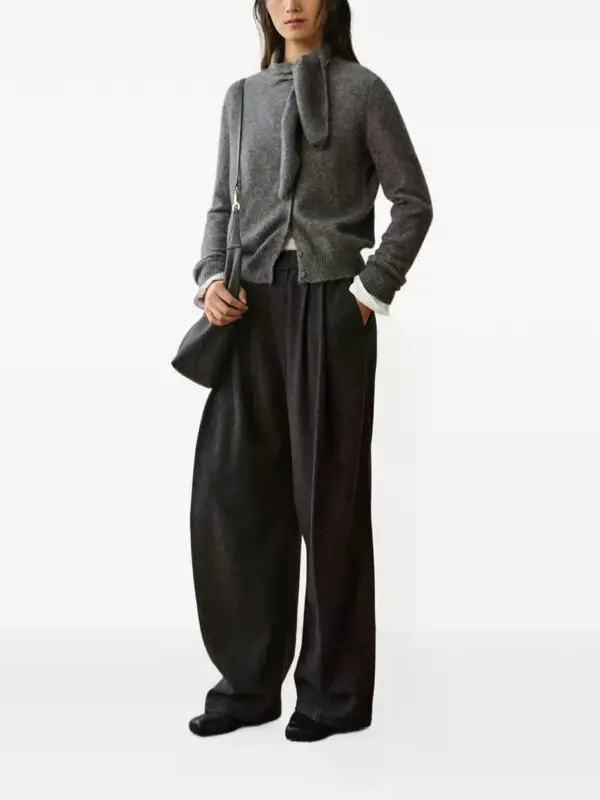 LESS Pussy-bow Cropped Cardigan