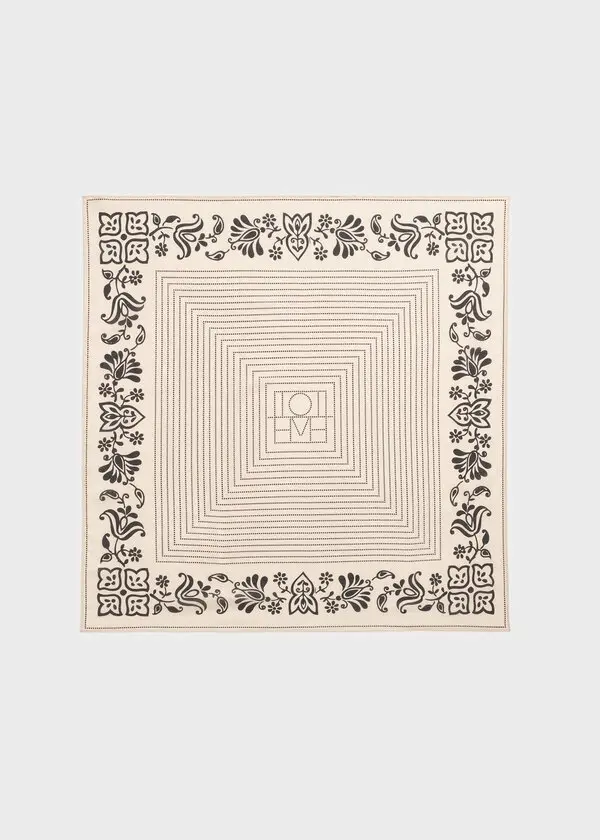 TOTEME Floral Signature Monogram Scarf Ivory/black - Creme
