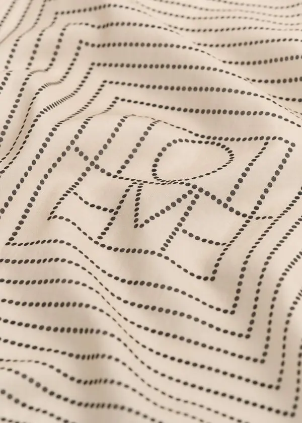 TOTEME Floral Signature Monogram Scarf Ivory/black