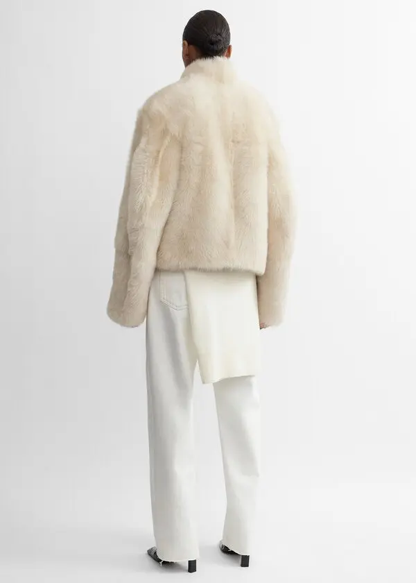 TOTEME Silky Shearling Jacket Ecru