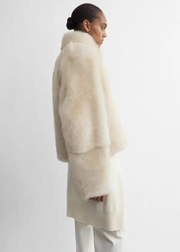 TOTEME Silky Shearling Jacket Ecru