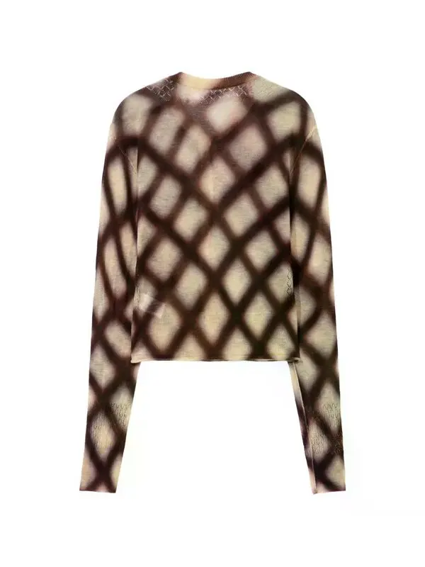 PERVERZE Spray-painted Check-print Cardigan - Neutrals