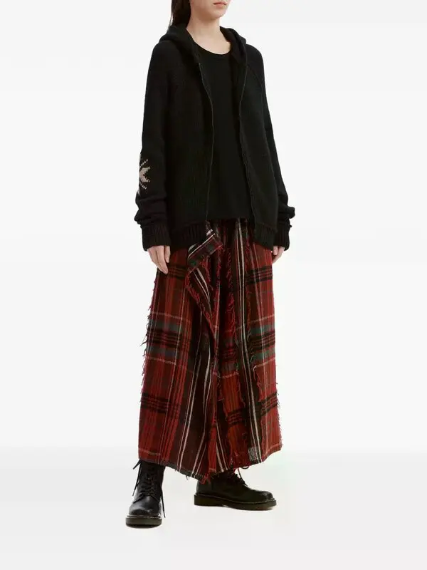 Y’s Intarsia-knit Zip-up Cardigan