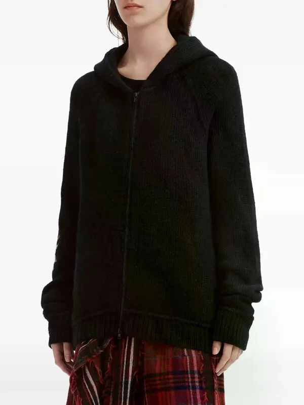 Y’s Intarsia-knit Zip-up Cardigan