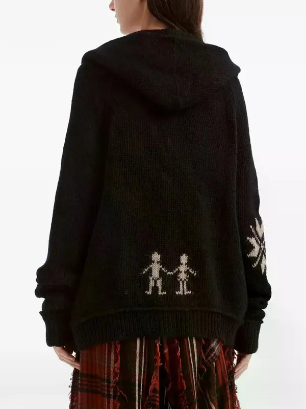 Y’s Intarsia-knit Zip-up Cardigan
