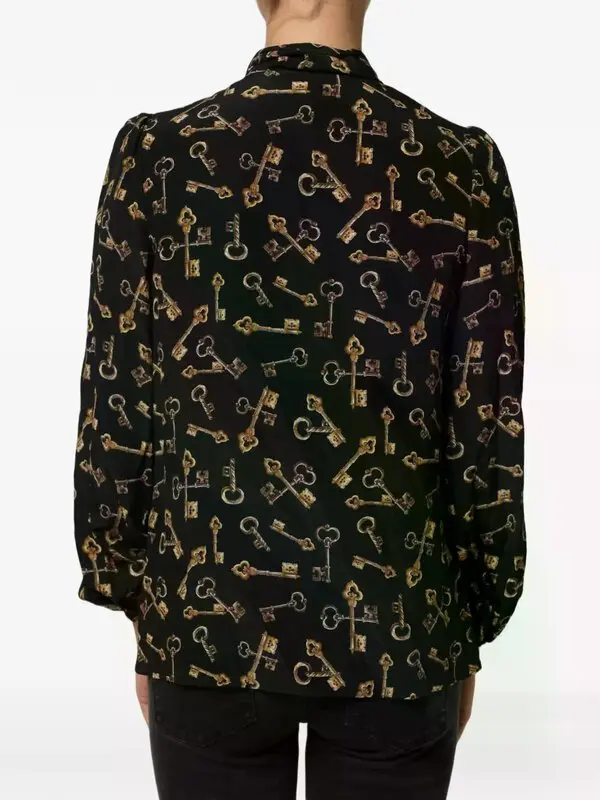 Dolce & Gabbana Keys-print Pussy-bow Blouse