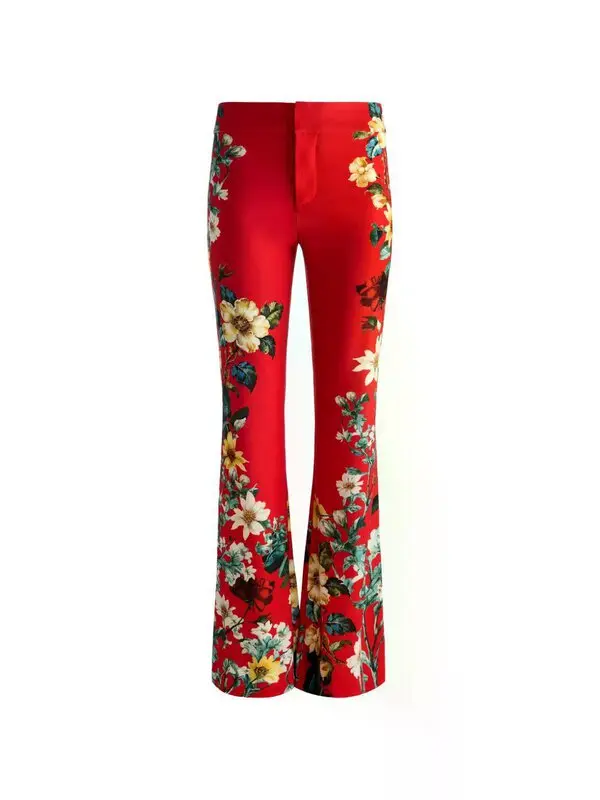 Alice + Olivia Andrew Floral-print Bootcut Trousers - Red