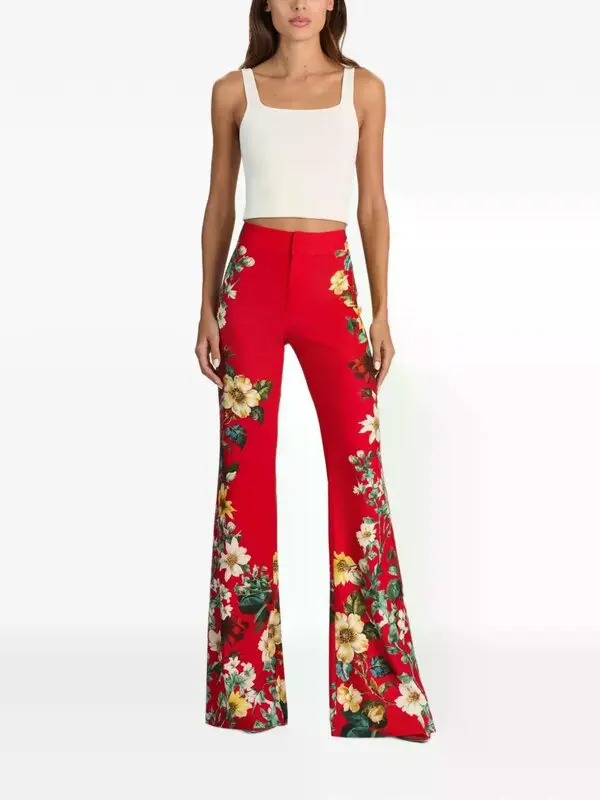 Alice + Olivia Andrew Floral-print Bootcut Trousers