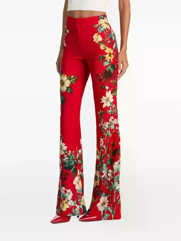 Alice + Olivia Andrew Floral-print Bootcut Trousers