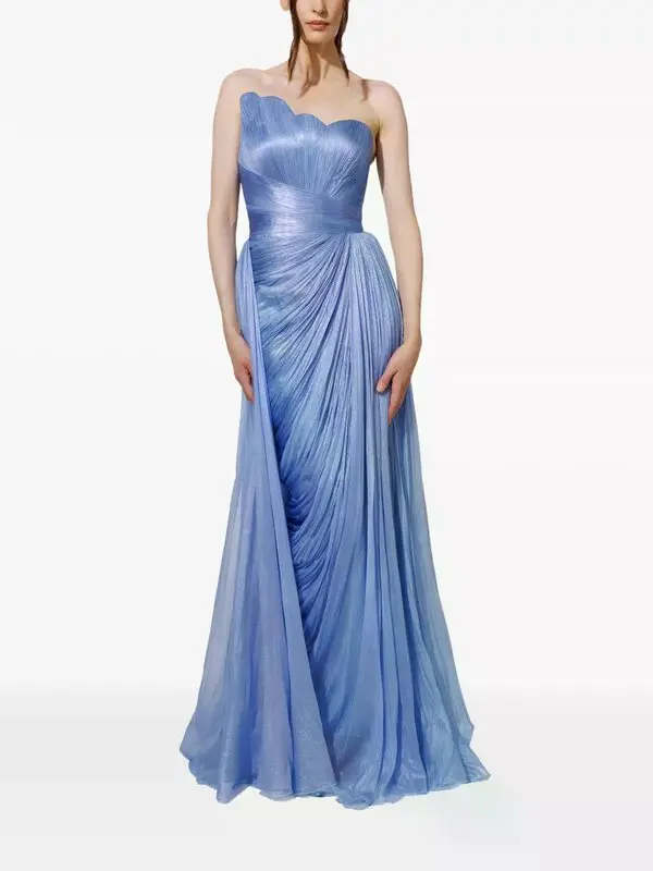 IRIS SERBAN Valery Asymmetric Pleated Gown