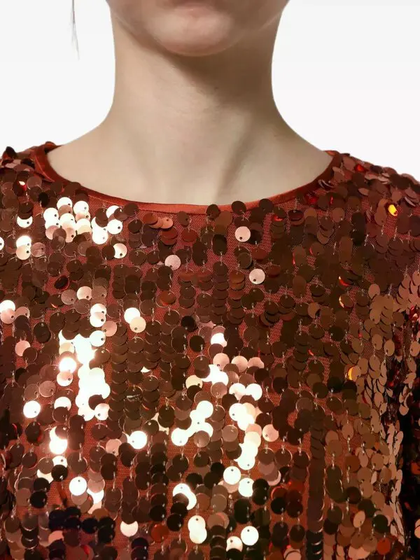Dolce & Gabbana Sequin Long Sleeve Cropped Blouse