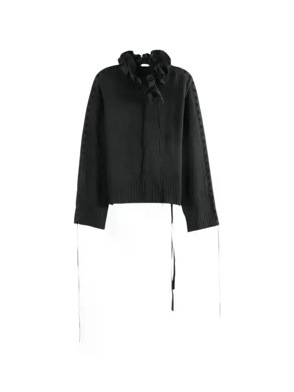 ANN DEMEULEMEESTER Ruffled Lace-up Sweater