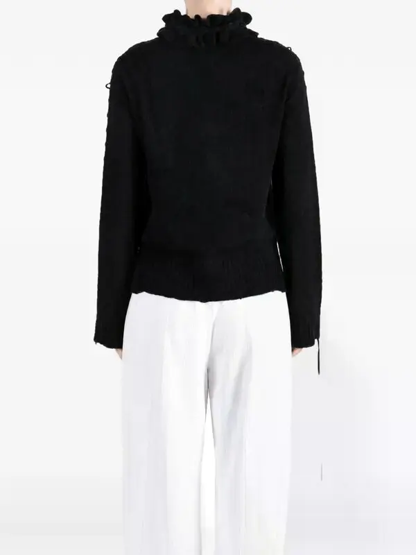 ANN DEMEULEMEESTER Ruffled Lace-up Sweater