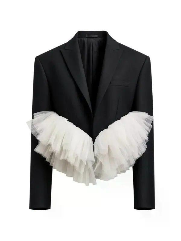 David Koma Ruffled Tailored Blazer - Black