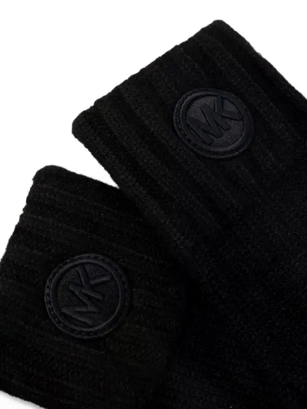 Michael Kors Logo-patch Ribbed-cuff Gloves - Black