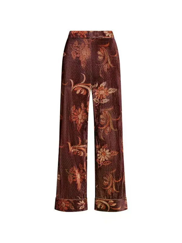 Malìparmi Floral-print Velvet Trousers