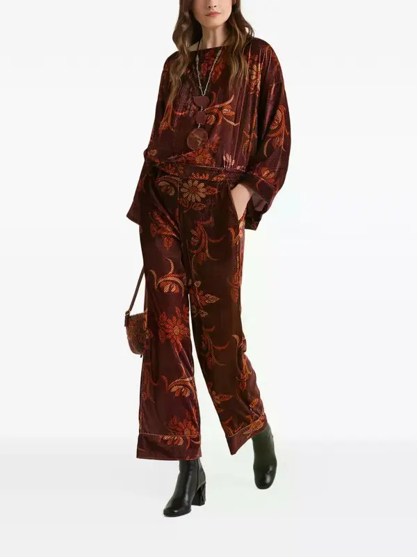 Malìparmi Floral-print Velvet Trousers