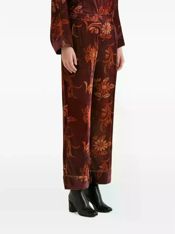 Malìparmi Floral-print Velvet Trousers