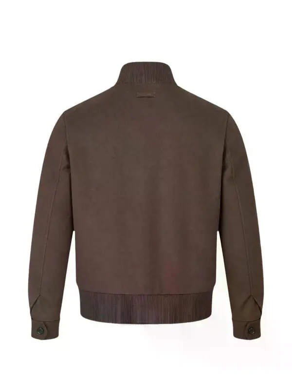 LARDINI Ribbed-knit Trim Button-up Jacket