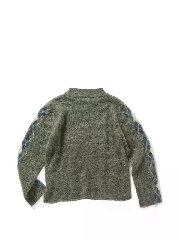 PERVERZE Argyle-pattern Brushed-knit Sweater