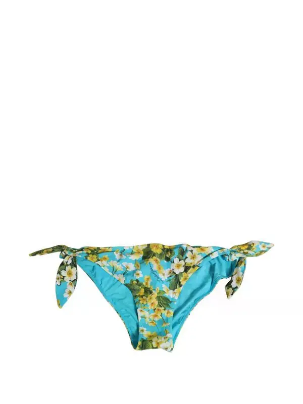 Dolce & Gabbana Floral-print Side-tie Bikini Bottoms