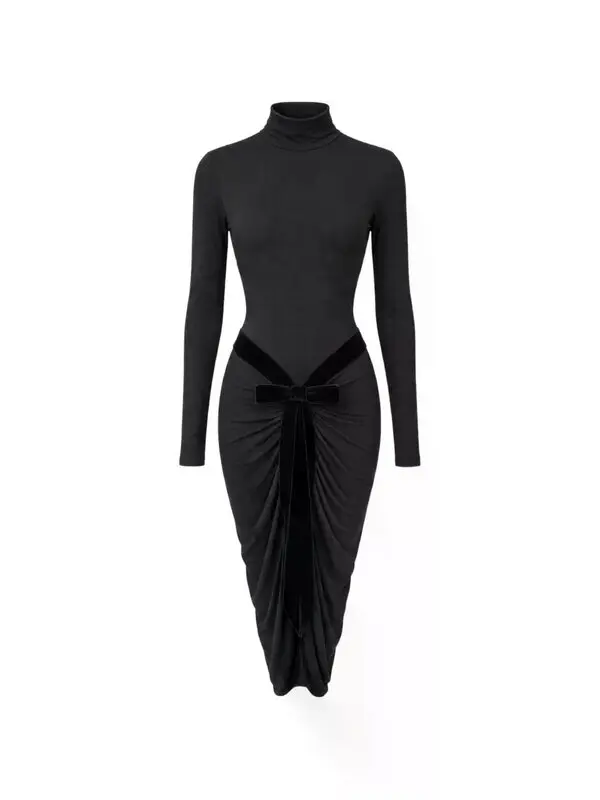 David Koma Bow-detail Ruched Midi Dress - Black
