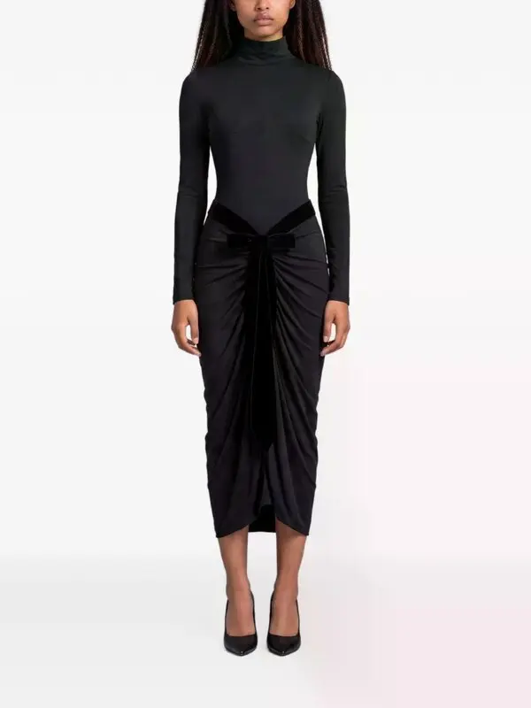 David Koma Bow-detail Ruched Midi Dress