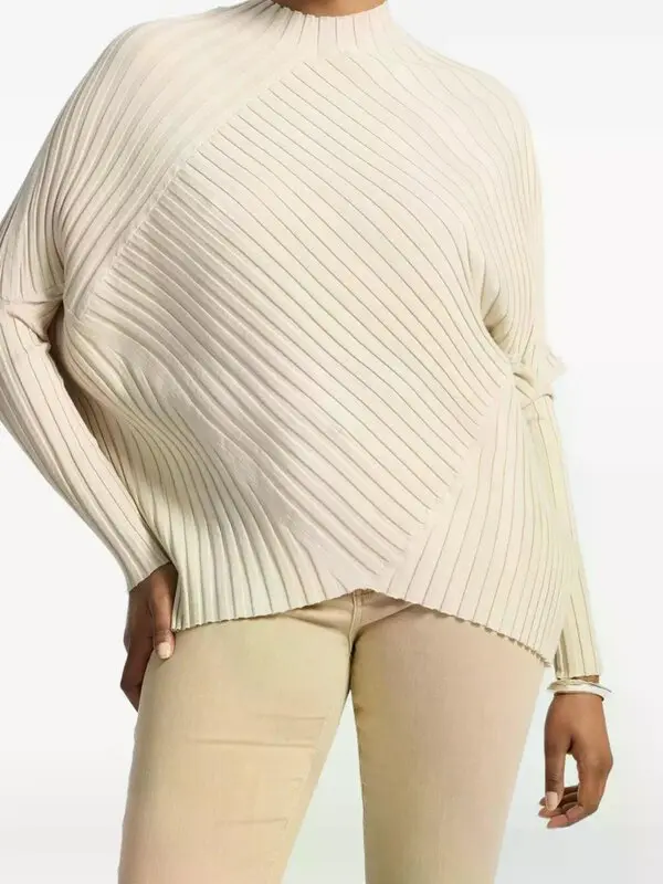 ELENA MIRÒ Ribbed-knit Asymmetric-hem Sweater