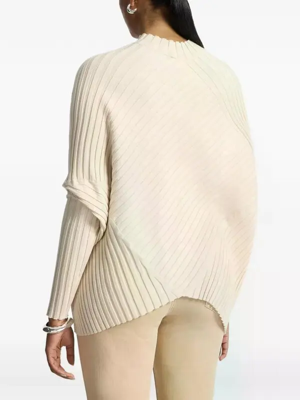 ELENA MIRÒ Ribbed-knit Asymmetric-hem Sweater