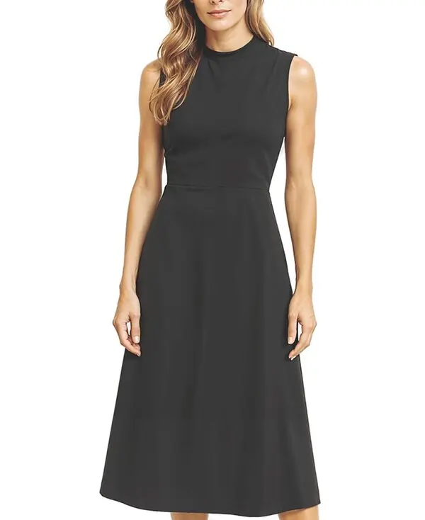 ELLE COLLECTION High Neck Satin Dress - Black