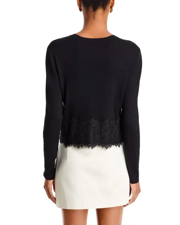Aqua Lace Hem Crewneck Cardigan Exclusive