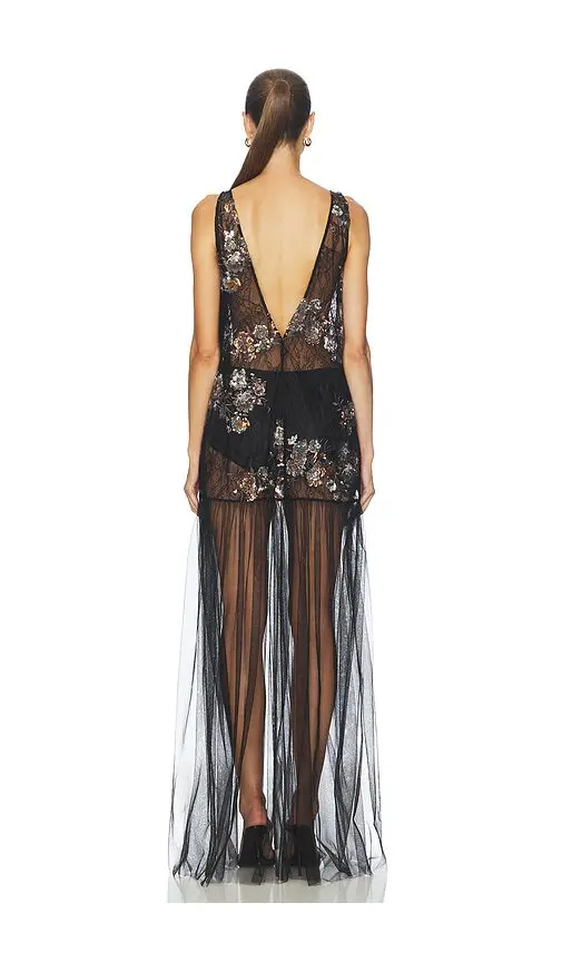 AKNVAS Anastasia Beaded Layered Dress In Black