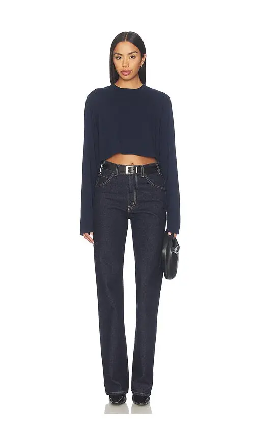 Cotton Citizen The Tokyo Crop Shirt In Navy