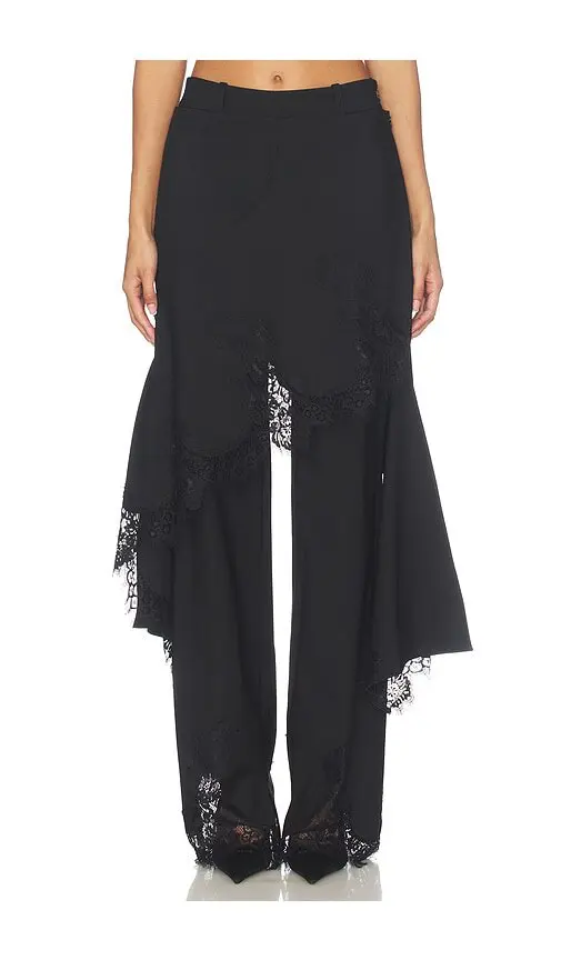 Monse Deconstructed Tailored Lace Hem Skirt Trouser - Black