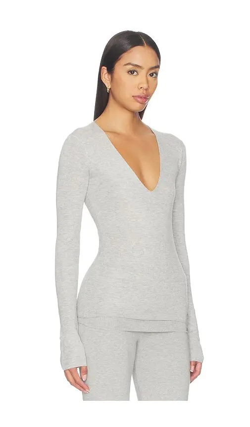 SKIMS Essential Sweaters Long Sleeve V-neck In Grey