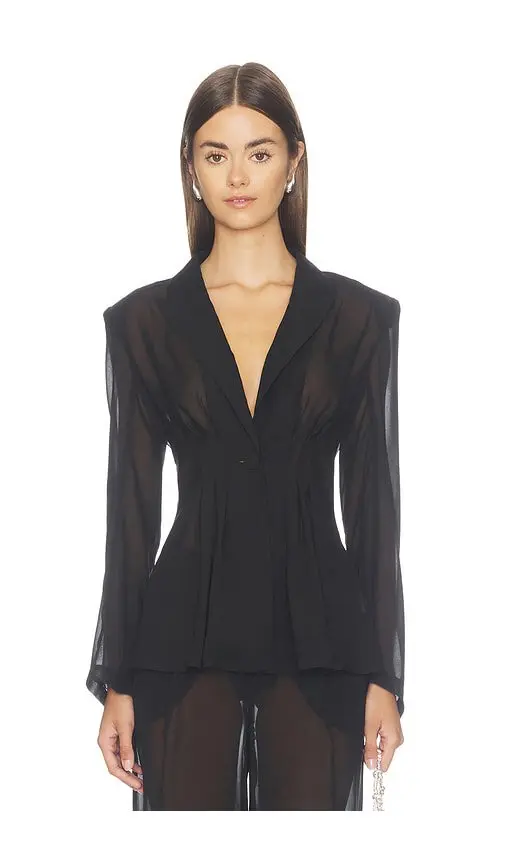 L'AGENCE Rouvier Sheer Pleated Blazer