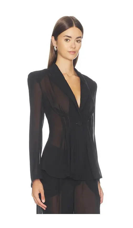 L'AGENCE Rouvier Sheer Pleated Blazer
