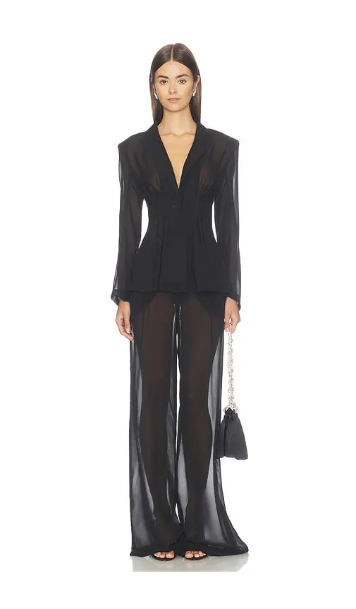 L'AGENCE Rouvier Sheer Pleated Blazer
