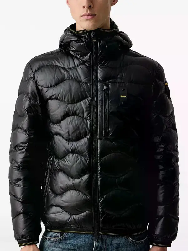 BLAUER. Wave-quilted Hooded Jacket