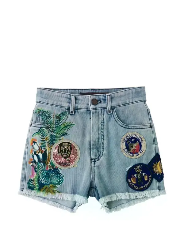 Mr & Mrs Italy Patch-detail Frayed Shorts