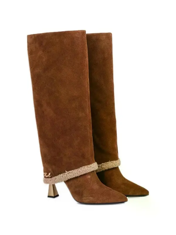 Karl Lagerfeld Debutante Shearling-trim Pointed-toe Boots