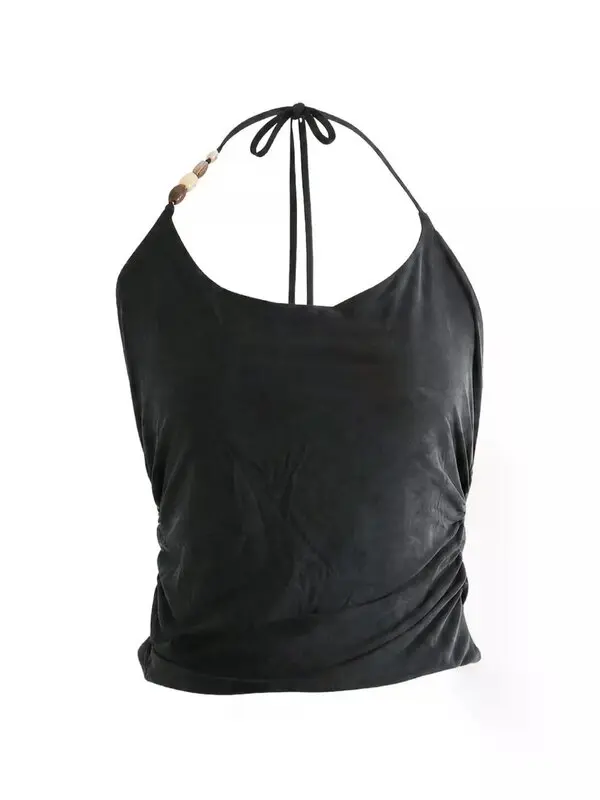 Free People Toni Bead-embellished Ruched Halterneck Tank Top