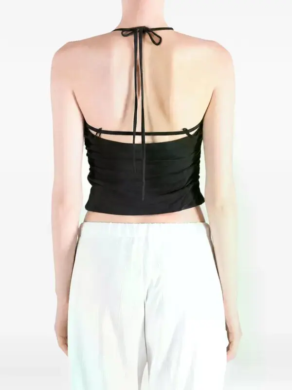 Free People Toni Bead-embellished Ruched Halterneck Tank Top