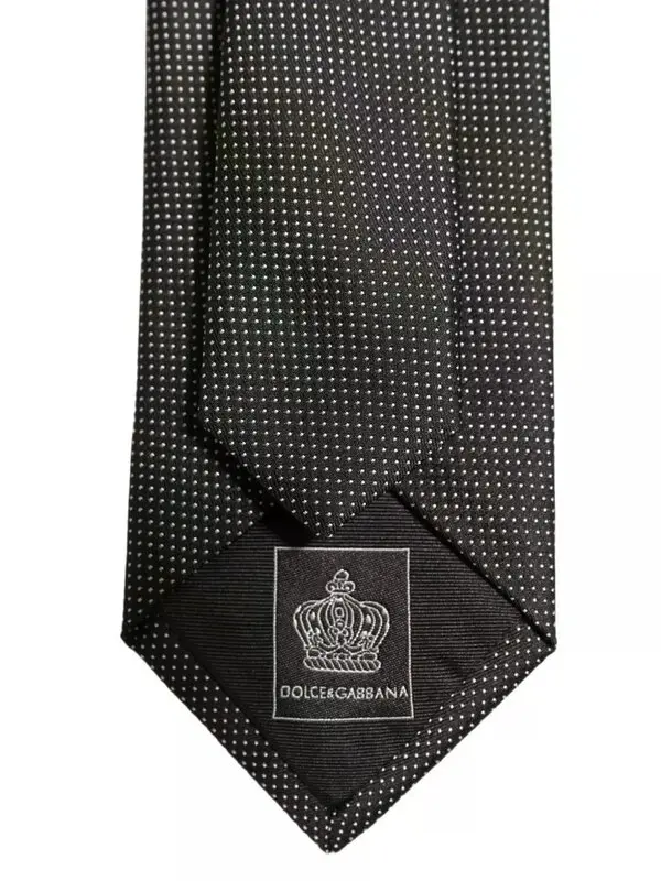 Dolce & Gabbana Micro Polka-dot Silk Tie - Black