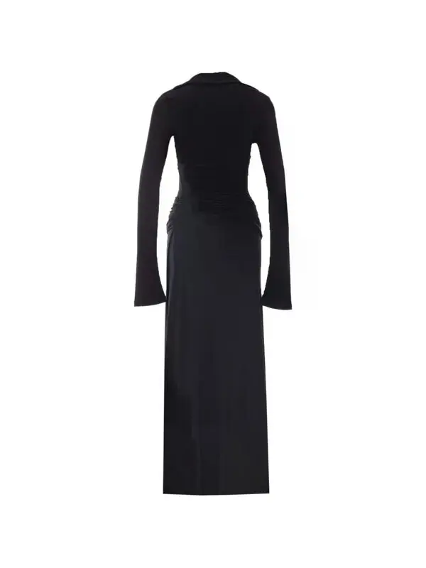 ELEH Ruched Long-sleeve Maxi Dress
