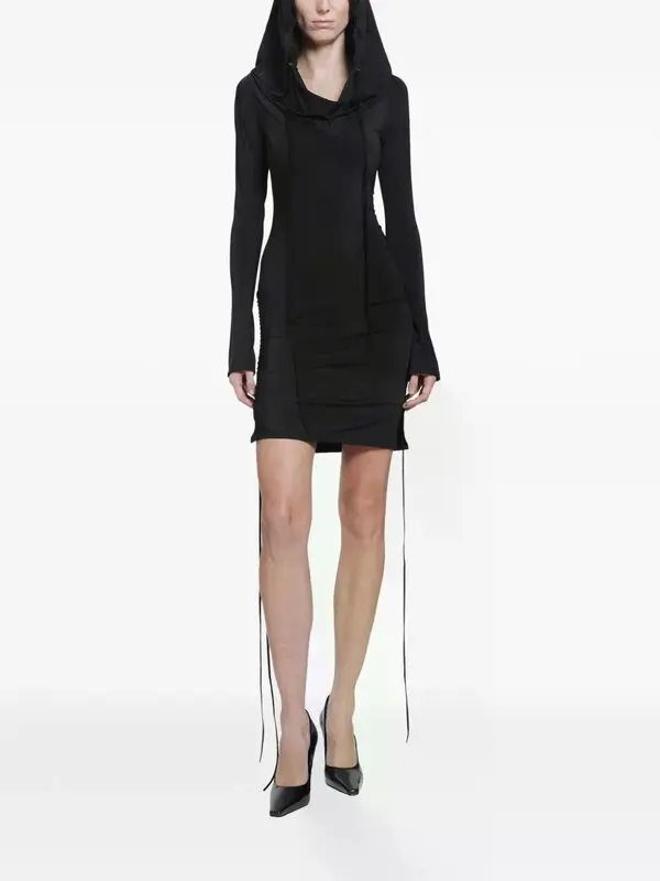 KNWLS Cu Ruched Hooded Mini Dress
