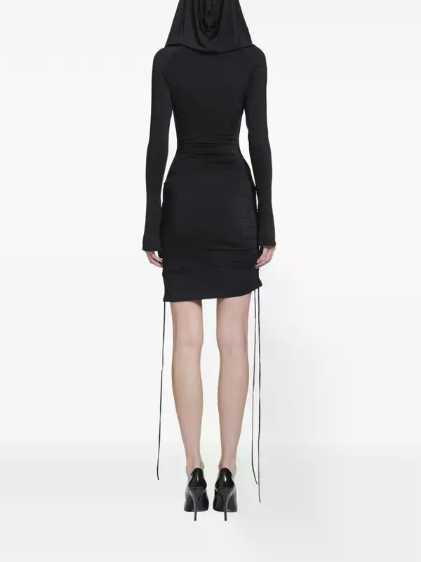 KNWLS Cu Ruched Hooded Mini Dress