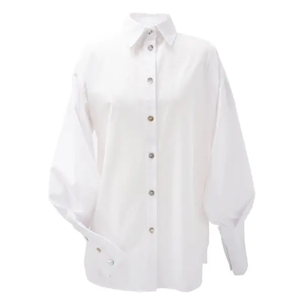 WELIKA Shirt With Lace Collar And Voluminous Sleeves