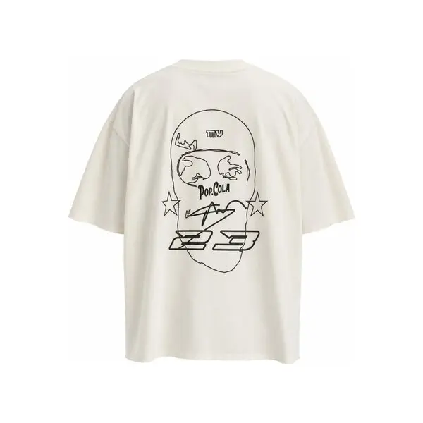 MYSIMPLICATED Neutrals/ Oversized Ivory T-shirt With Pop Cola Signature Design