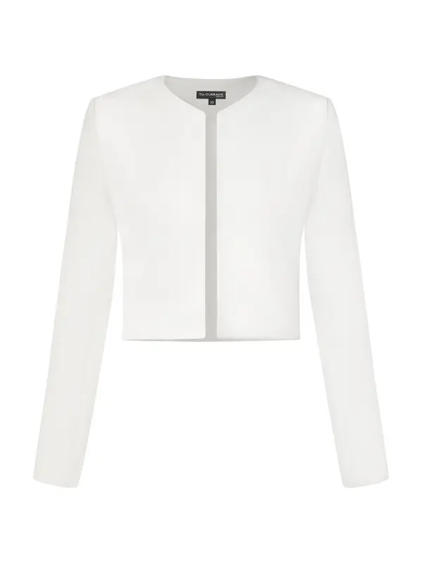 TIA DORRAINE Perfectly Romantic Cropped Blazer Pearl